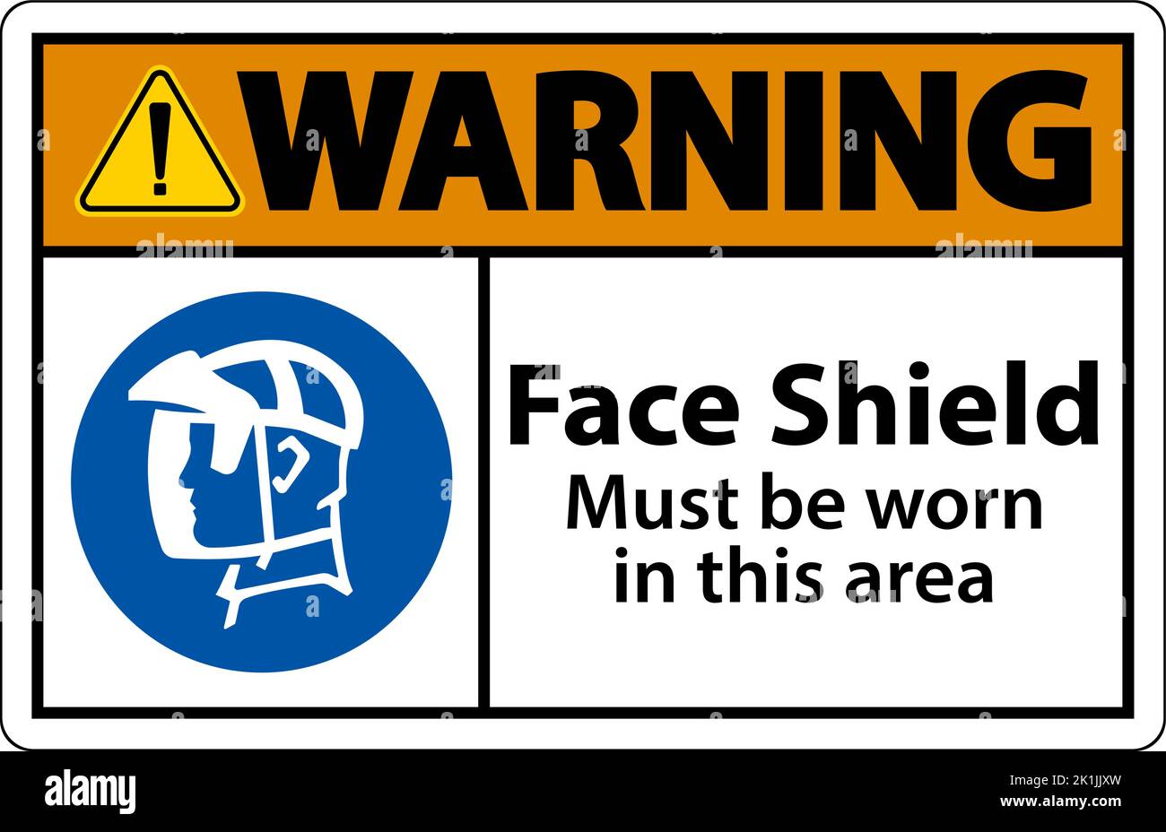 Warning Face Shield Must Be Worn Sign On White Background Stock Vector ...