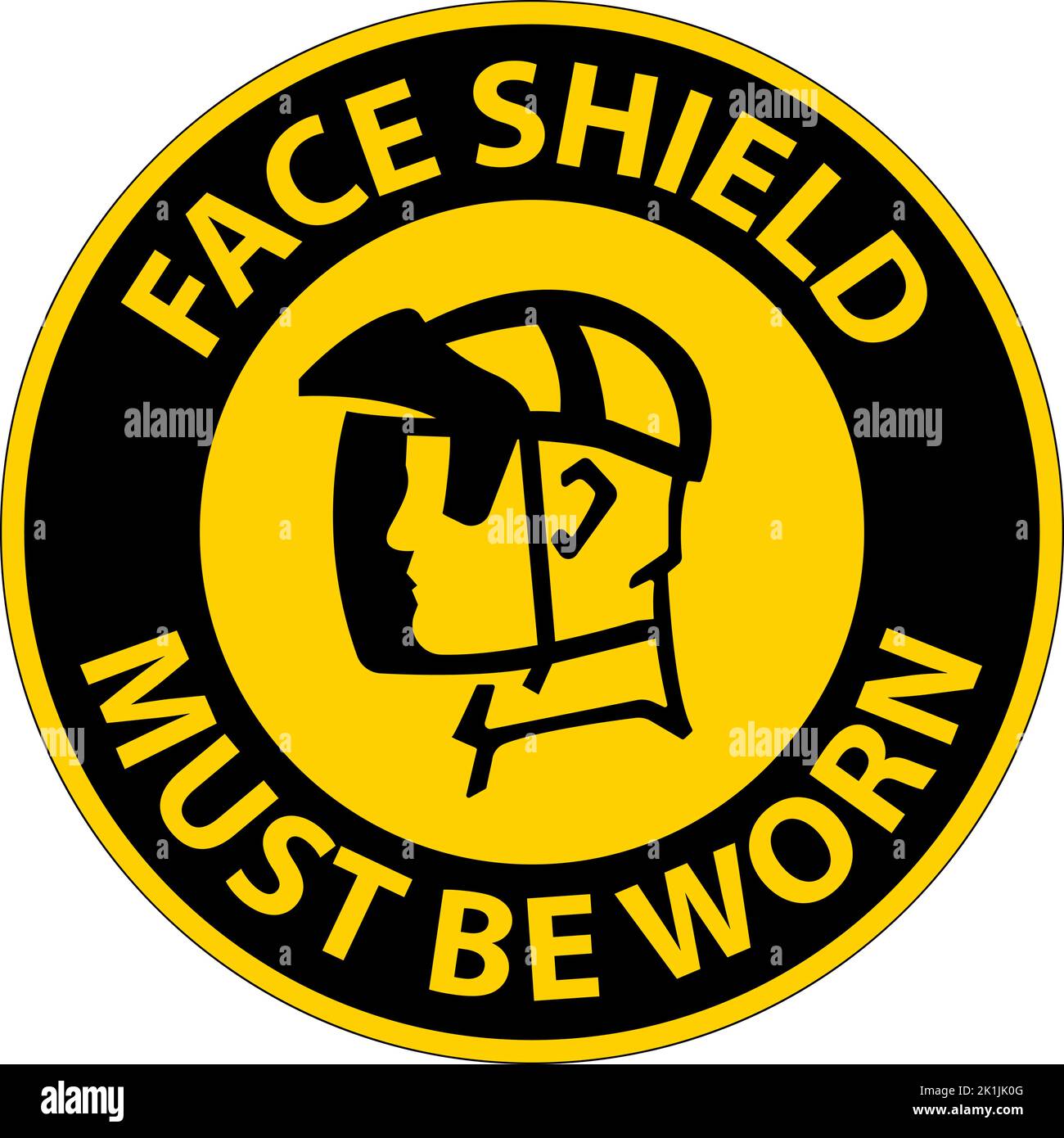 Caution Face Shield Must Be Worn Sign On White Background Stock Vector ...
