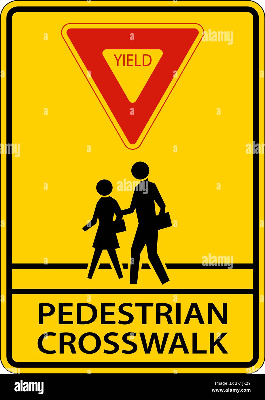 Yield Pedestrian Crosswalk Sign On White Background Stock Vector Image ...