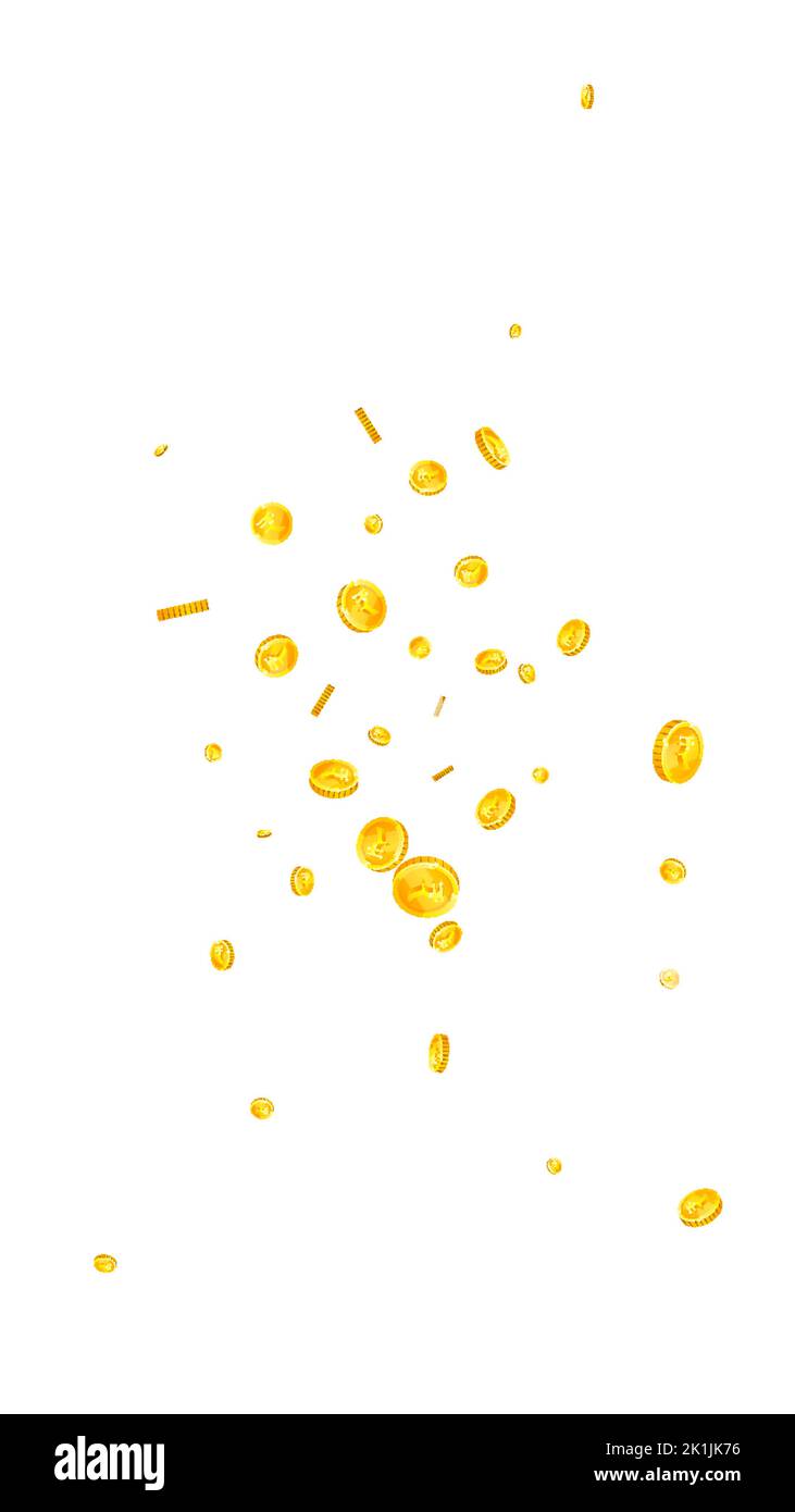 Indian rupee coins falling. Scattered gold INR coins. India money ...