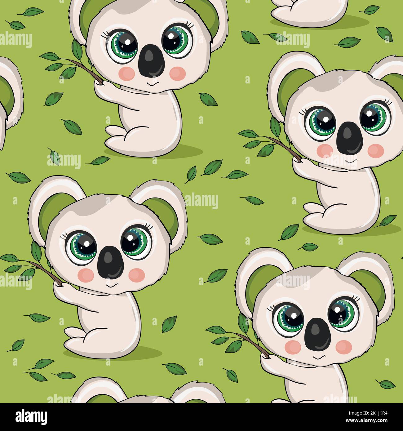 Seamless pattern with cute koala baby on color background. Funny ...