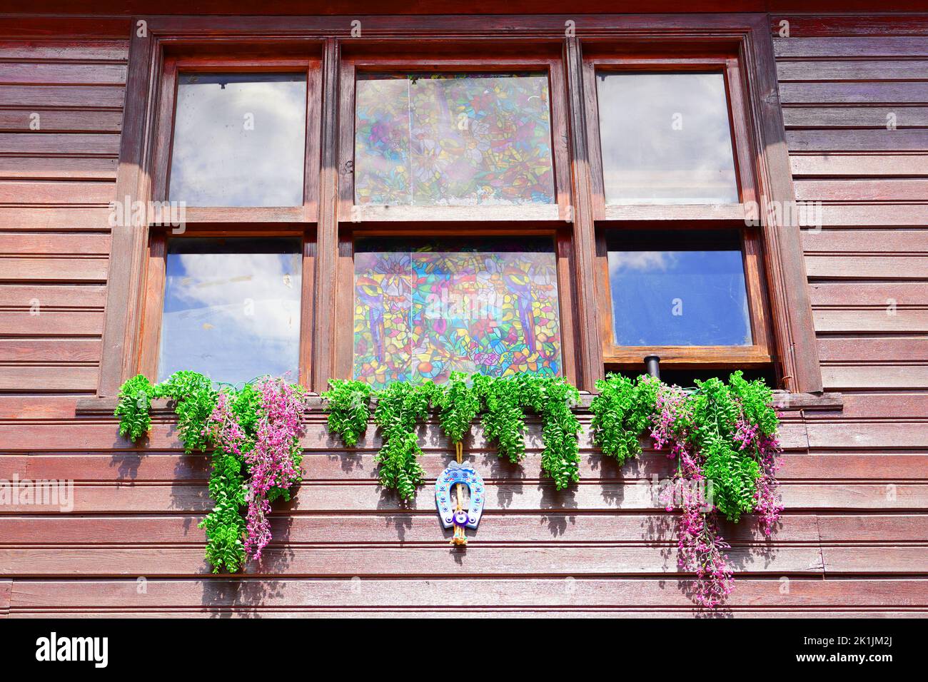 window with flowers, Window with flowers in Turkish house, istanbul ...