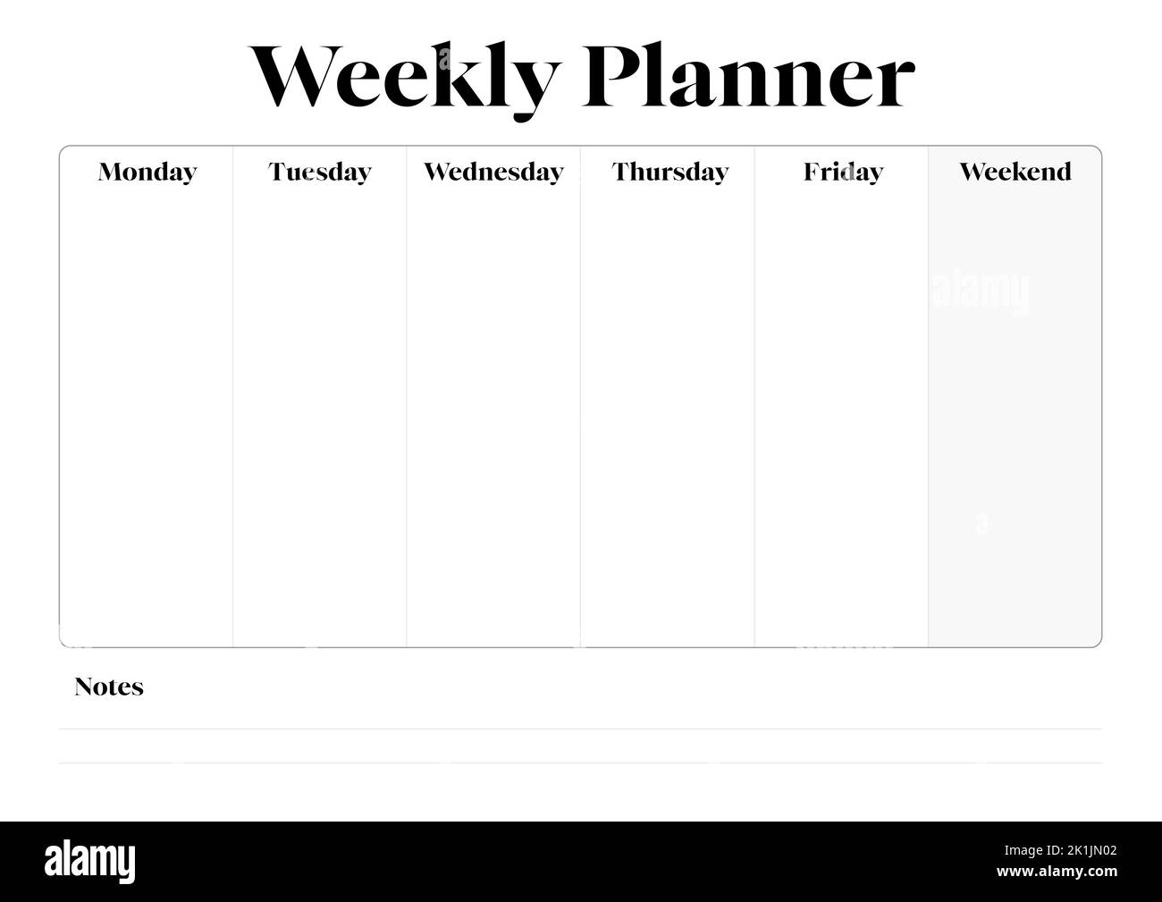 Weekly Planner Ready for A4 Print Blank Stock Vector Image & Art - Alamy