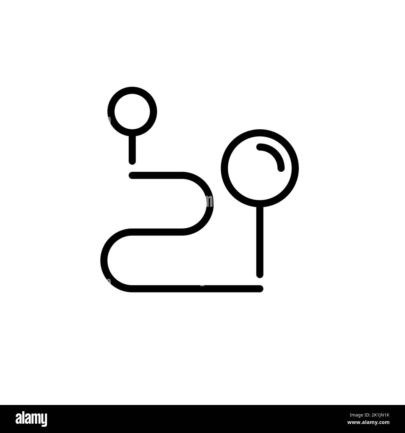 Navigation path outline. Route between two pinpoints. Pixel perfect ...