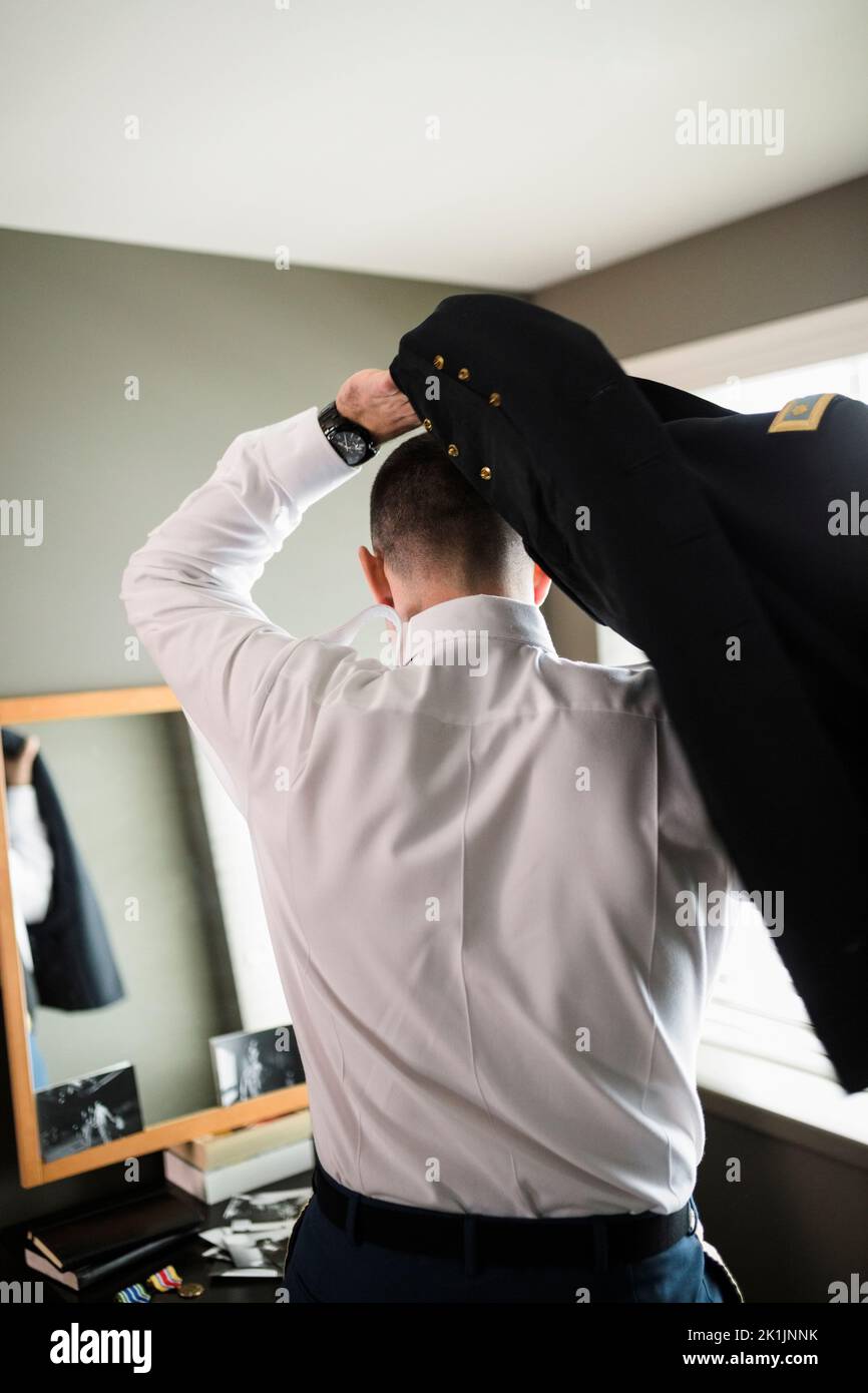 Uniform rear view hi-res stock photography and images - Alamy