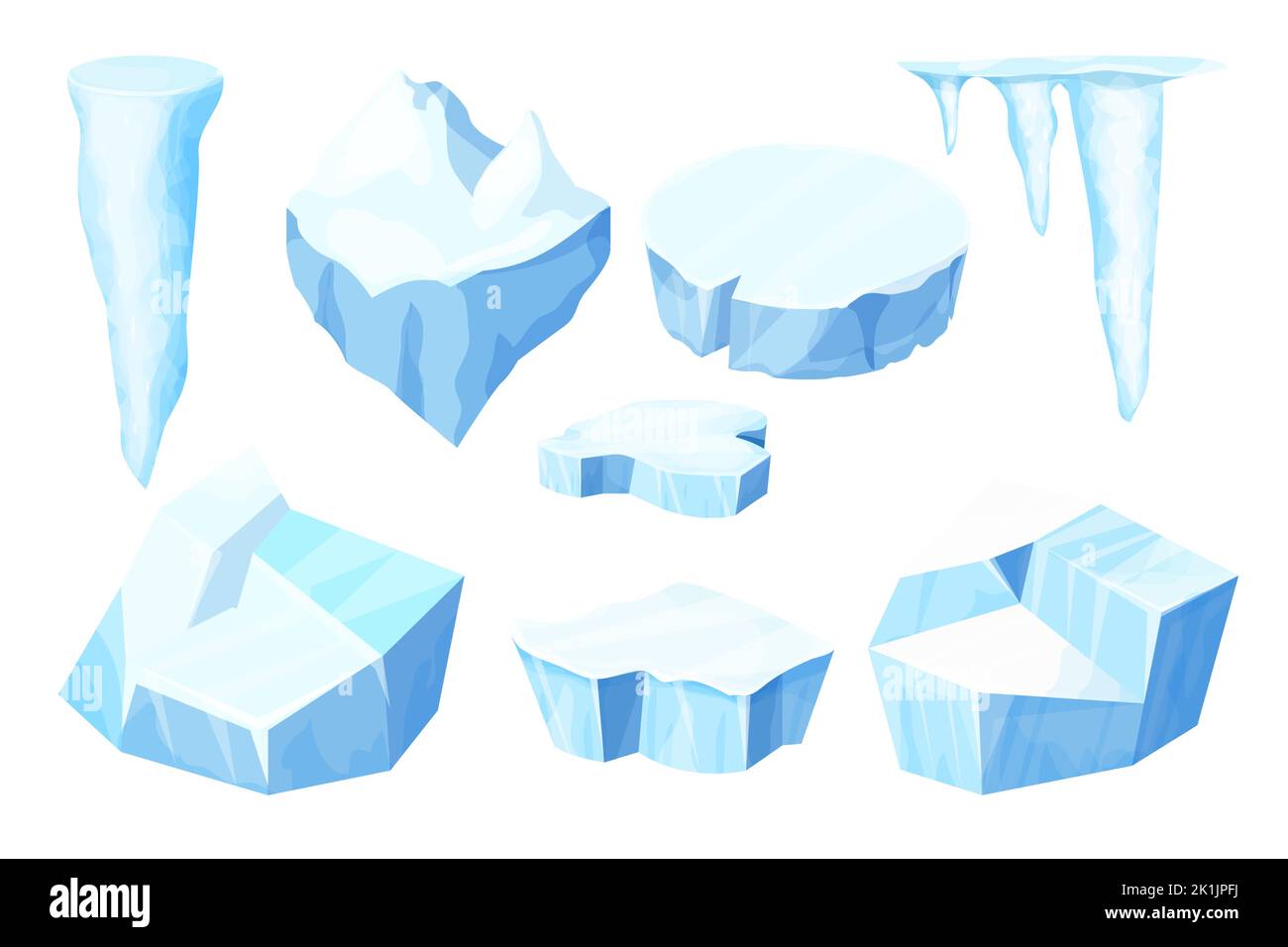 Set Ice floe, frozen water piece, iceberg in cartoon style isolated on ...