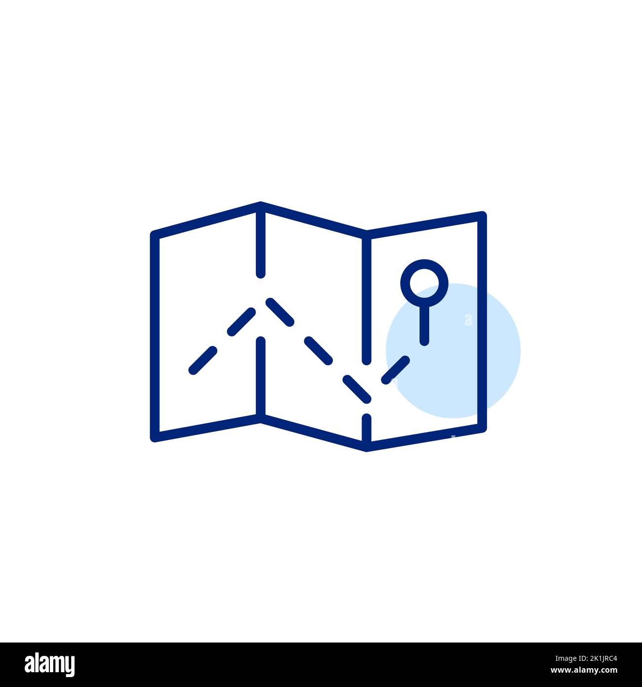 Path to a location pin on folded map. Pixel perfect, editable stroke line icon Stock Vector ...