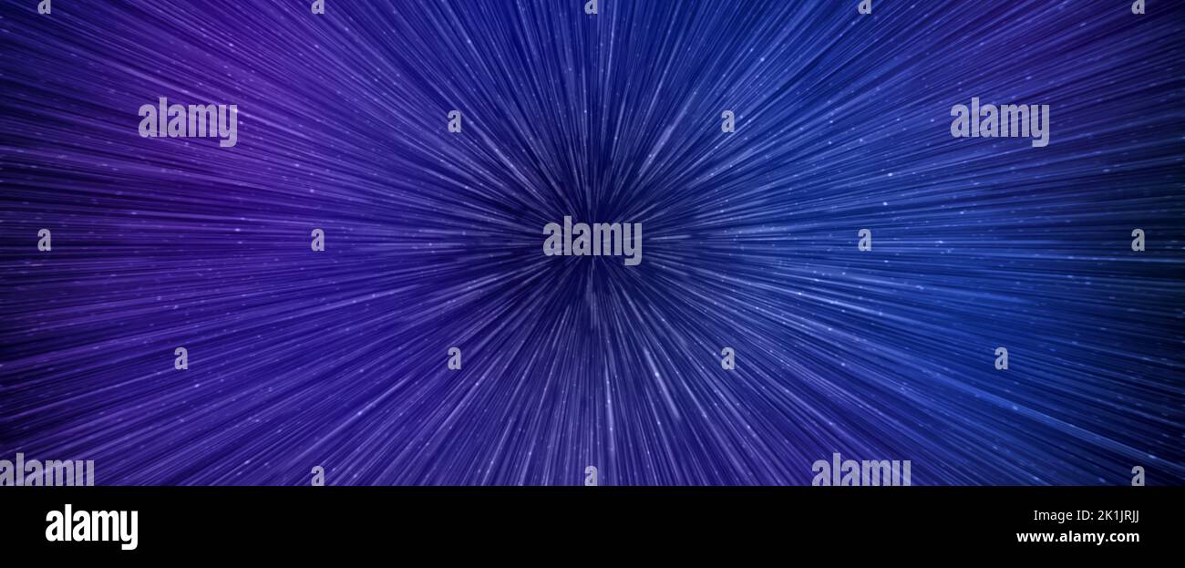Hyperspace speed effect in night starry sky. Bright blue galaxy ...