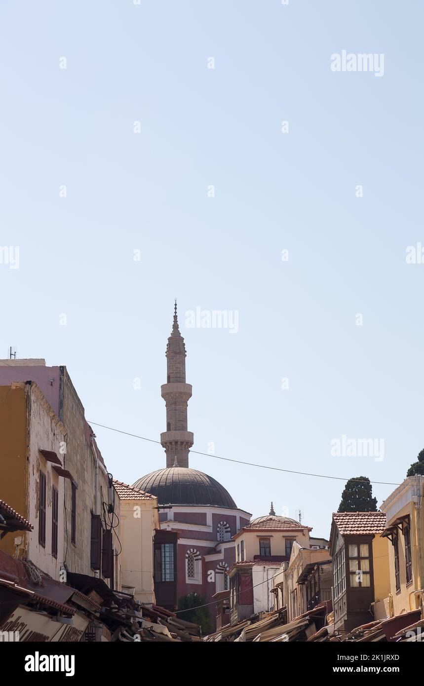 Suleymaniye Mosque in Rhodes. Greece with a blue sky Stock Photo - Alamy