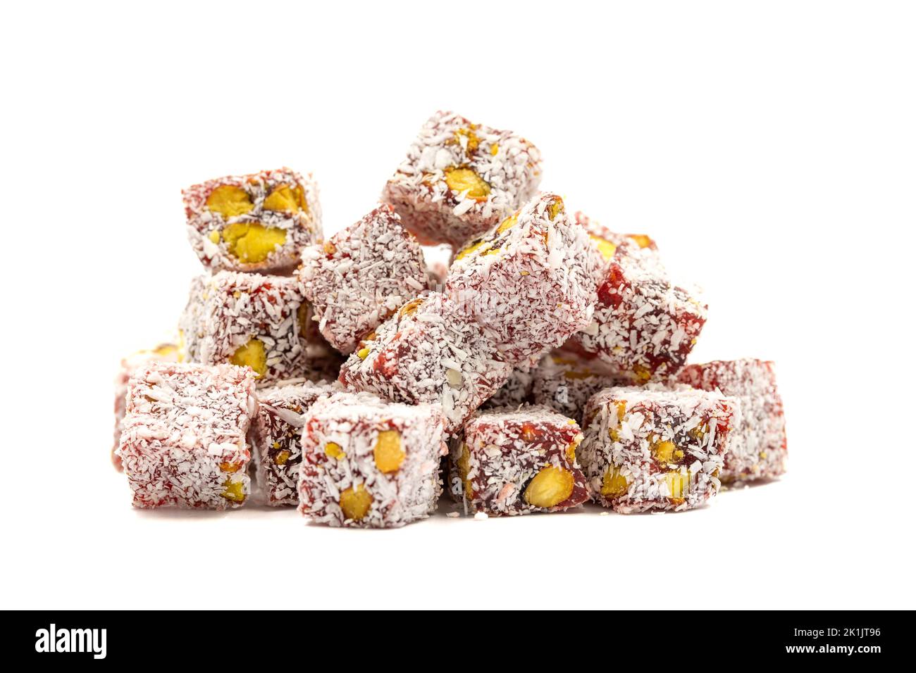 Turkish delight. Turkish delight with pistachio and coconut isolated on ...