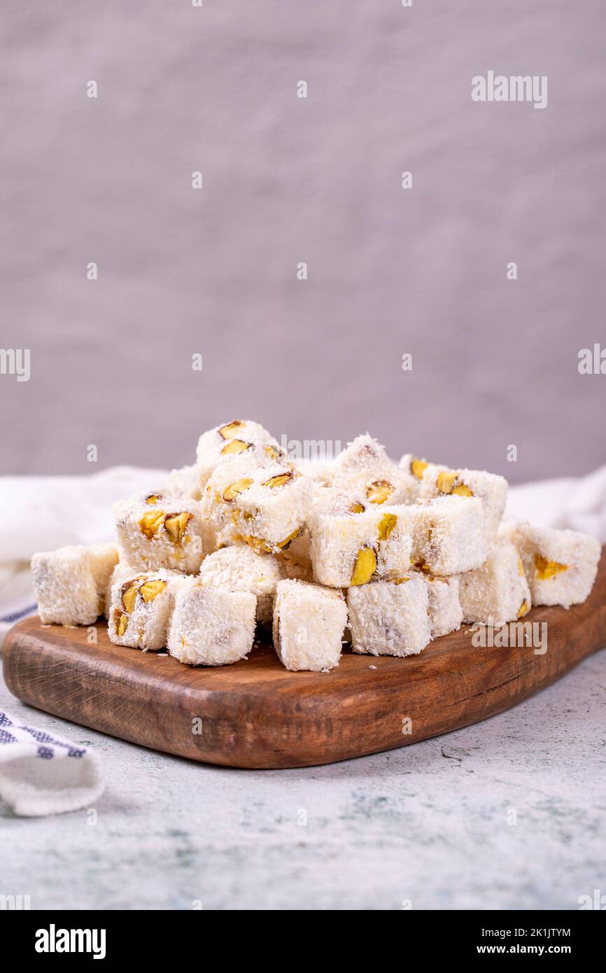 Turkish delight with milk. Turkish delight with pistachio and coconut ...