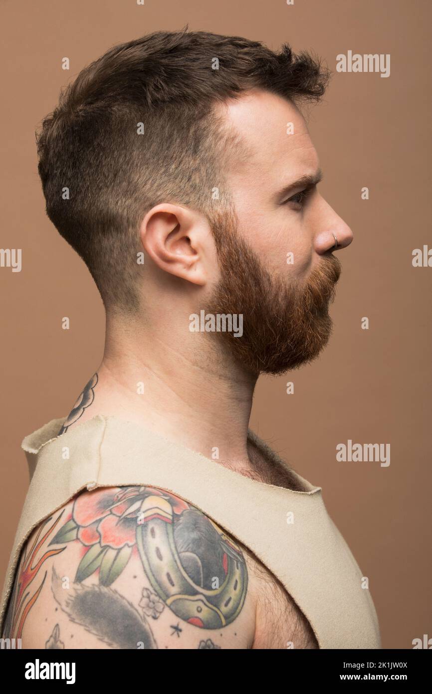 Beard man tattoo hi-res stock photography and images - Alamy