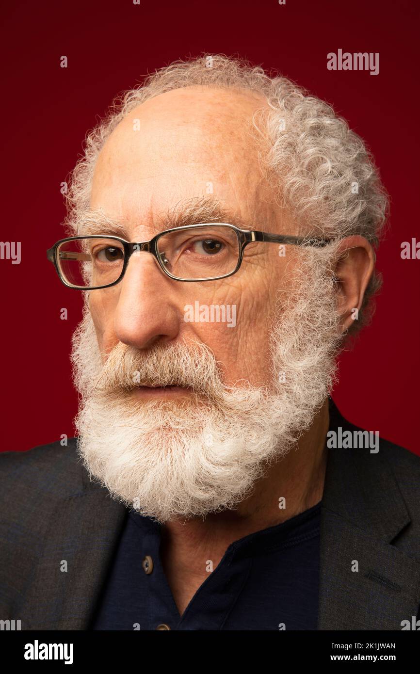 Portrait of serious senior man with curly white hair and beard Stock ...