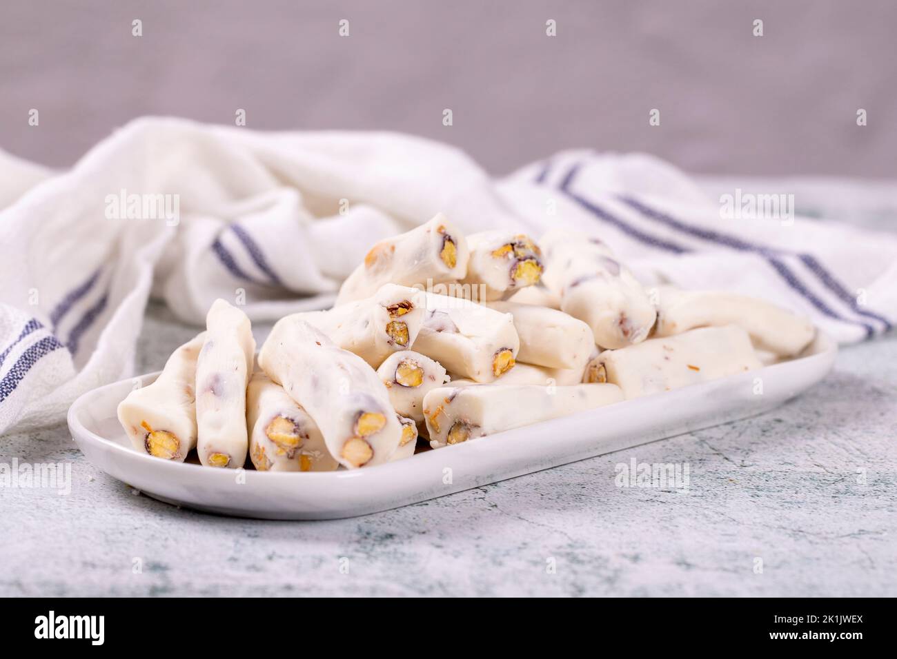 Milk flavored Turkish delight. Turkish delight with pistachio and milk ...