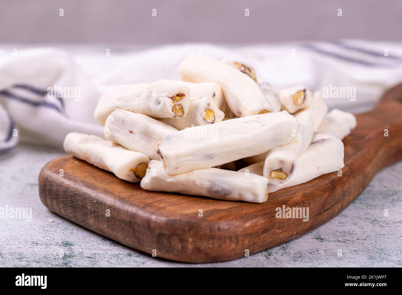 Milk flavored Turkish delight. Turkish delight with pistachio and milk ...