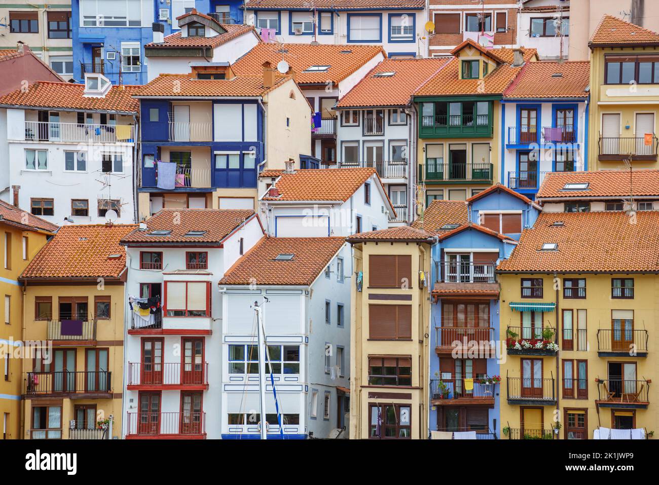Full frame covered with beautiful picturesque buildings in different ...