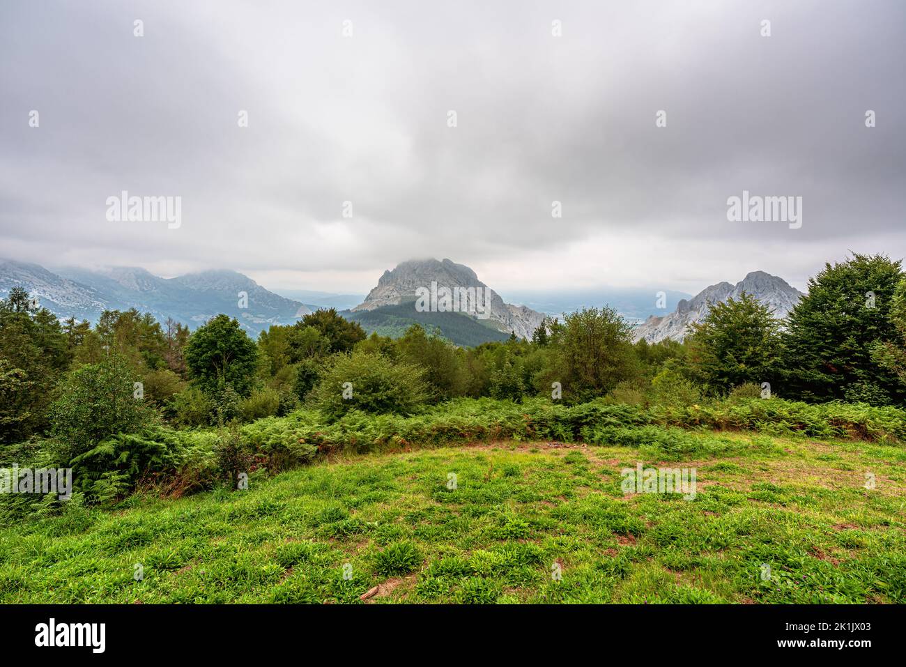 Urkiola Nature Park Landscape on a cloudy day. Spanish Basque Country ...