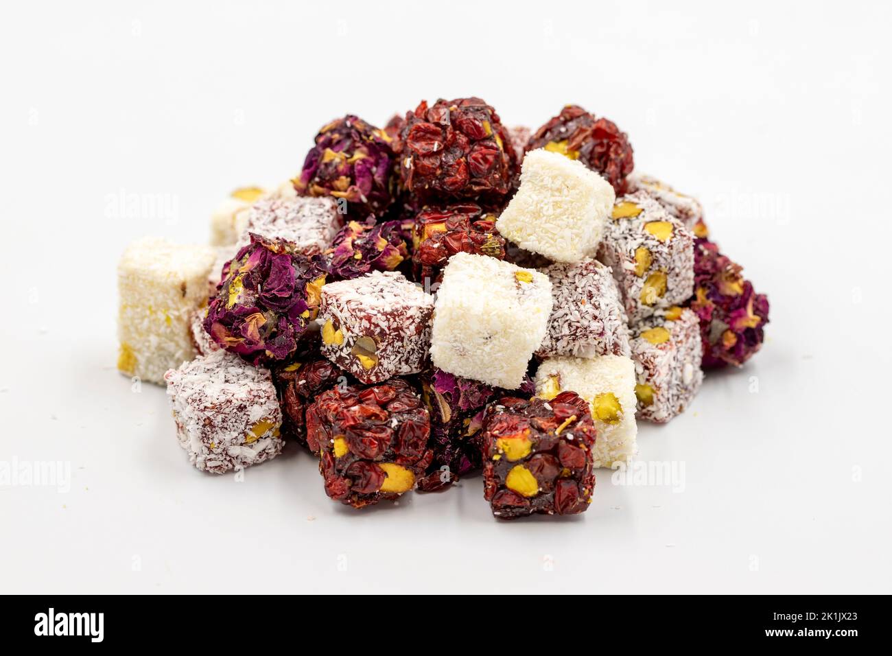 Mixed Turkish delight. Assortment of turkish delight with pistachio ...