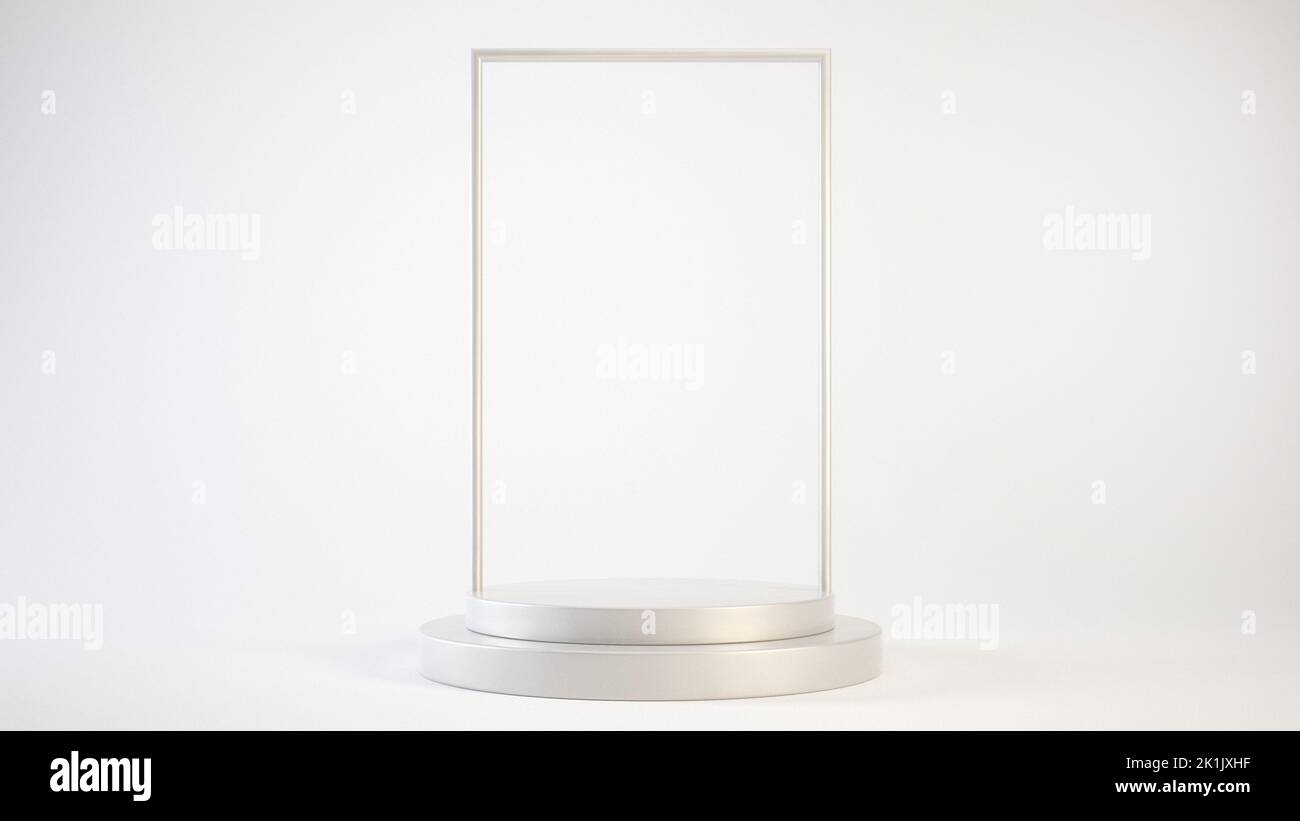 Empty podium or pedestal display on white background with cylinder ...