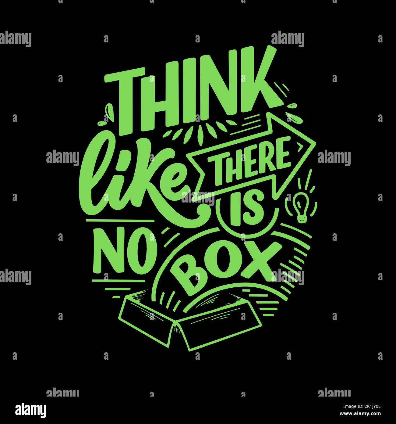 think like there is no box. motivational quote poster on black ...