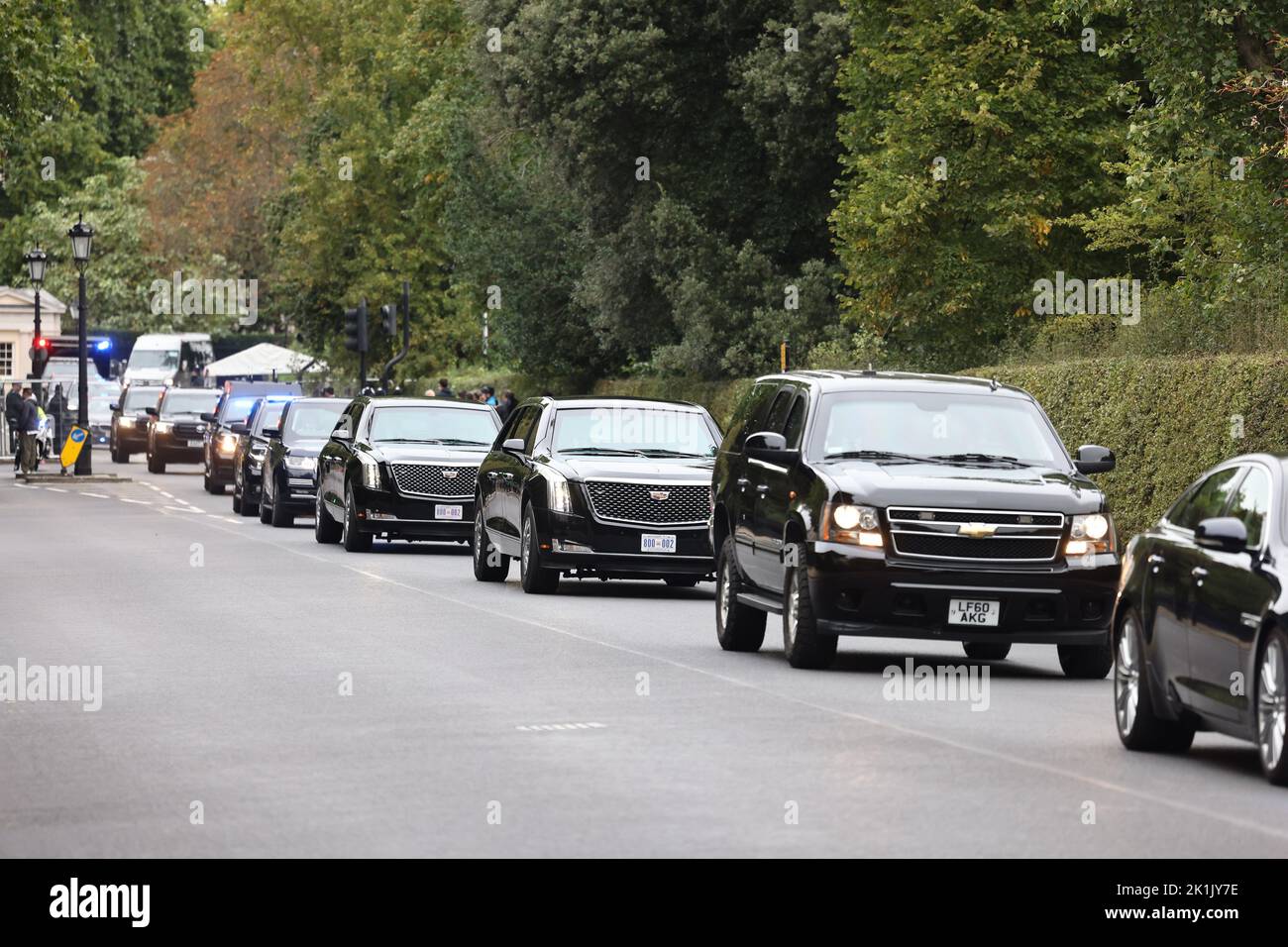 London, UK. 19th Sep, 2022. A motorcade carrying U.S. President Joe ...
