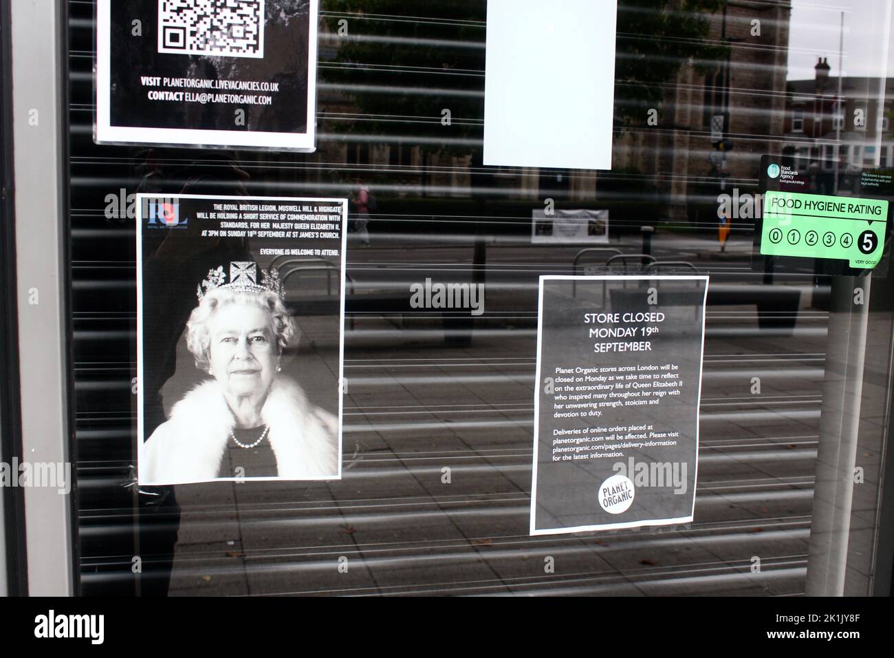 shop window displays and closed signs in muswell hill on 19th september ...