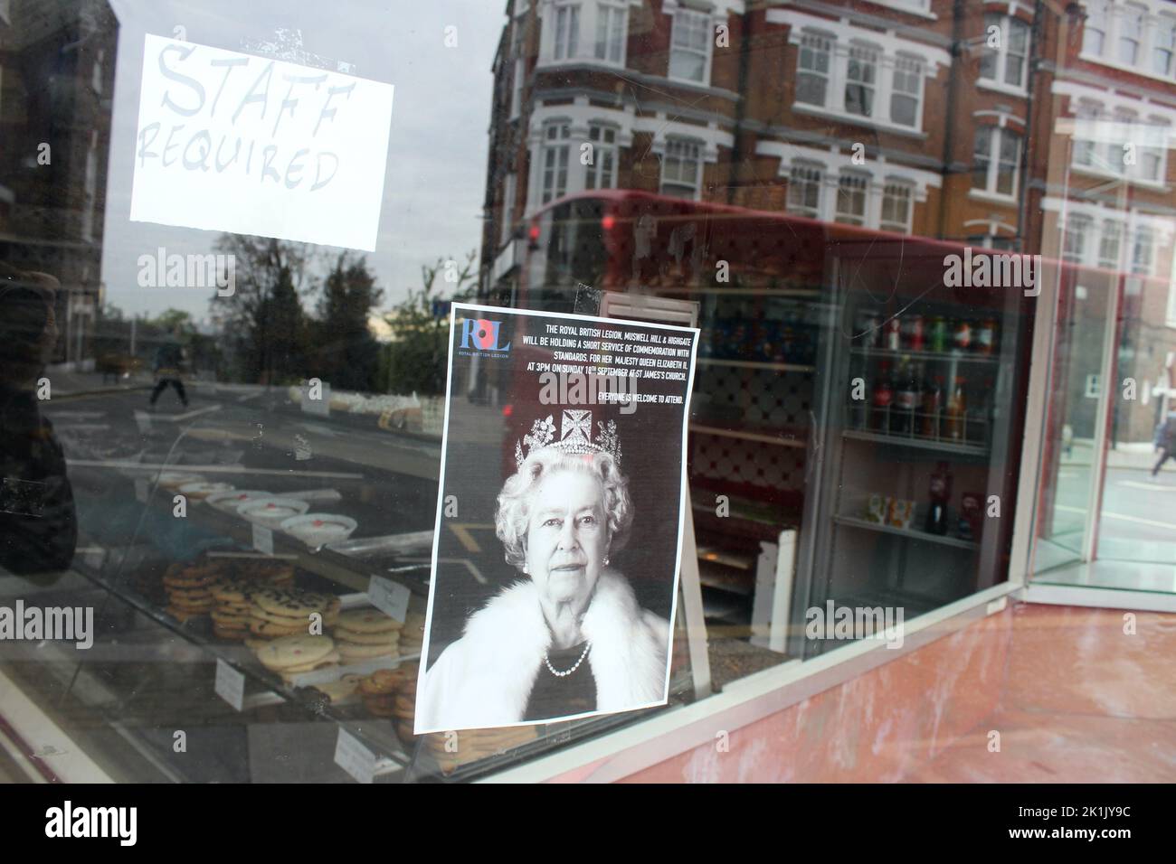 shop window displays and closed signs in muswell hill on 19th september ...