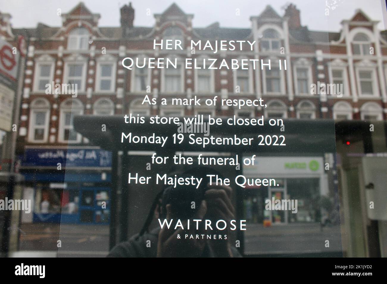 waitrose shop window displays and closed signs in muswell hill on 19th ...