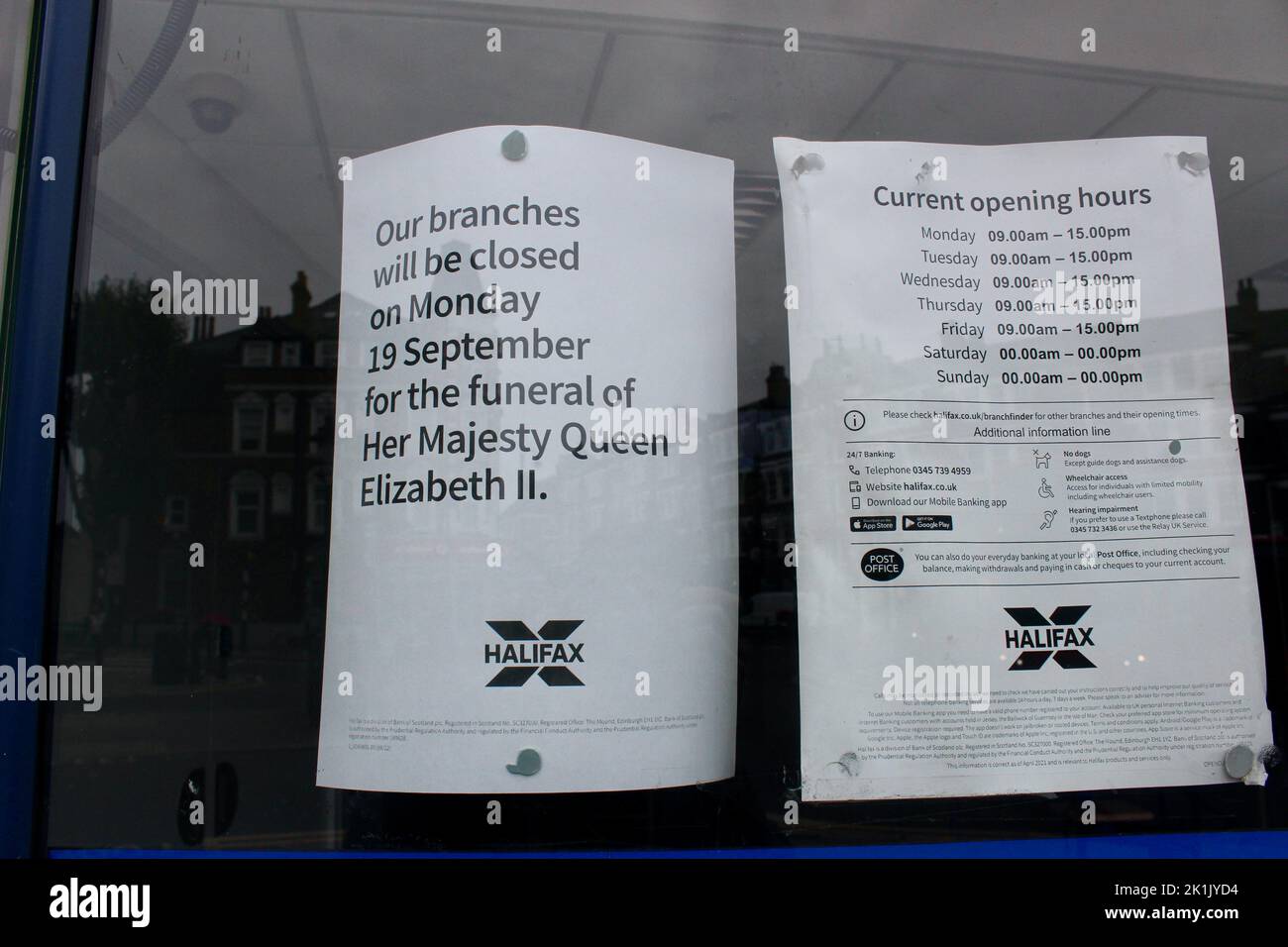 shop window displays and closed signs in muswell hill on 19th september ...