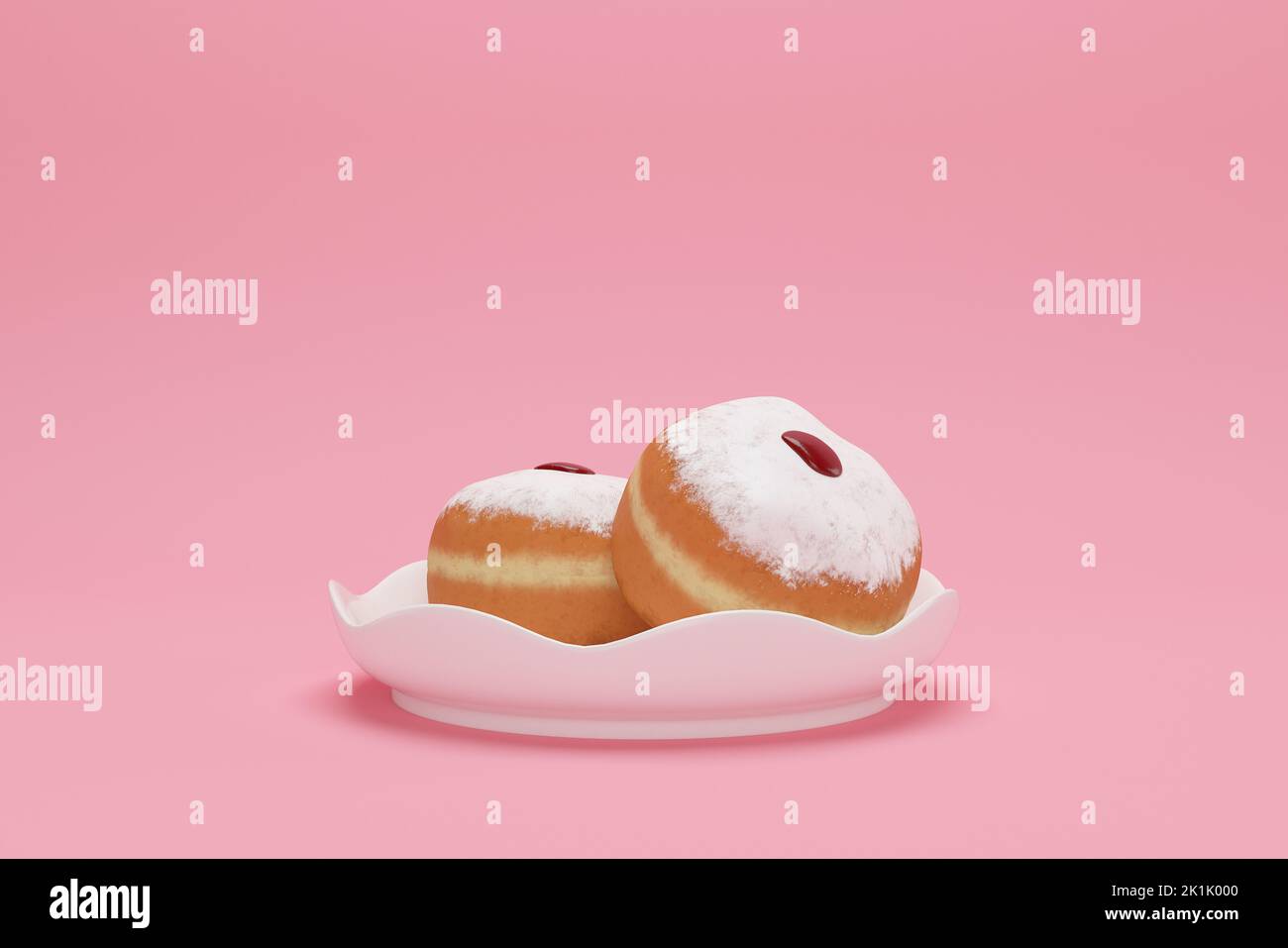 3d rendering Image of Jewish holiday Hanukkah with doughnut on a pink ...