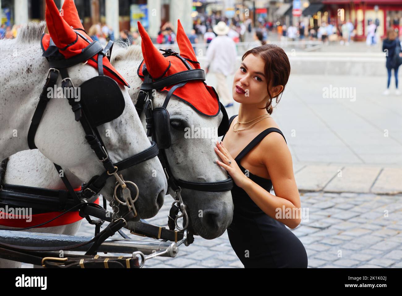 Teenager, Frau, Wien schöne Frau, Kutsche, Fiaker, Wien, Pferdekutsche ...