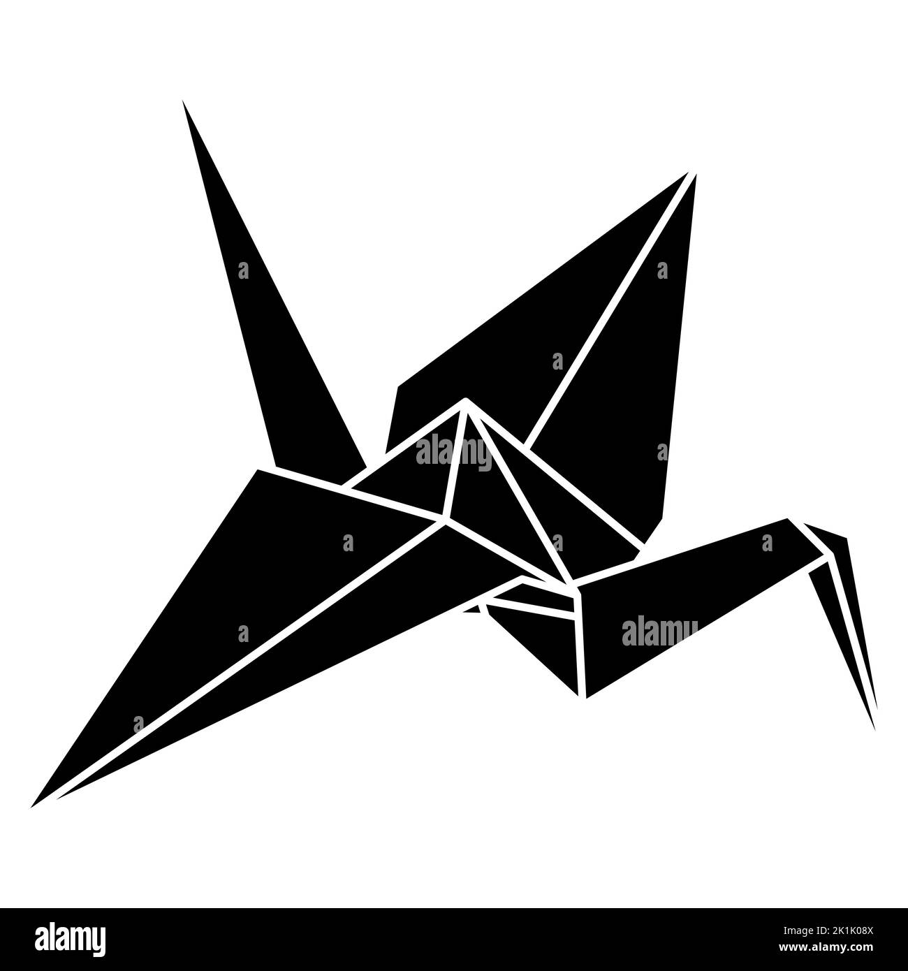 Origami crane vector silhouette illustration icon isolated on white ...