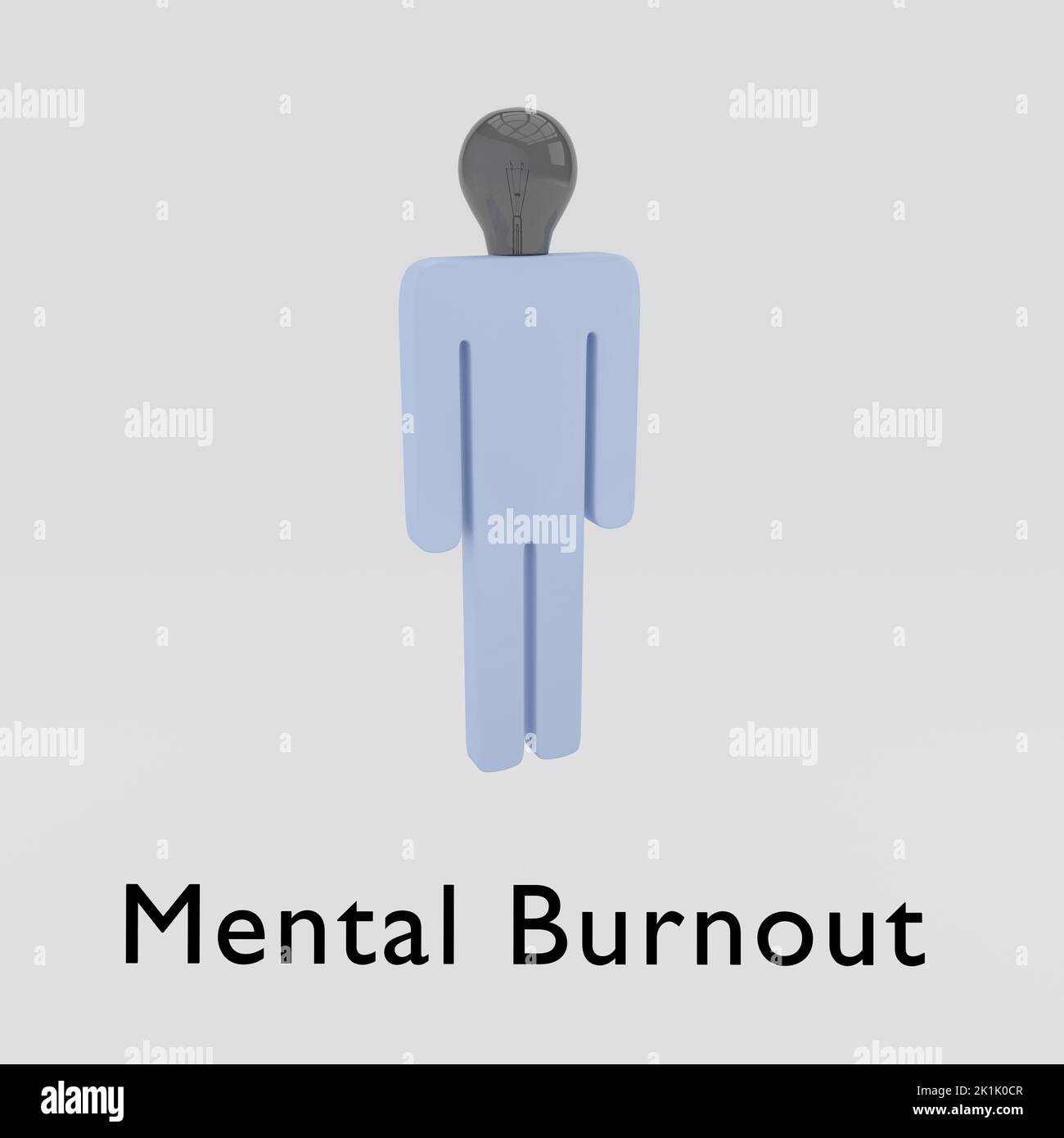 3D illustration of silhouette of a man whose head is symbolically ...