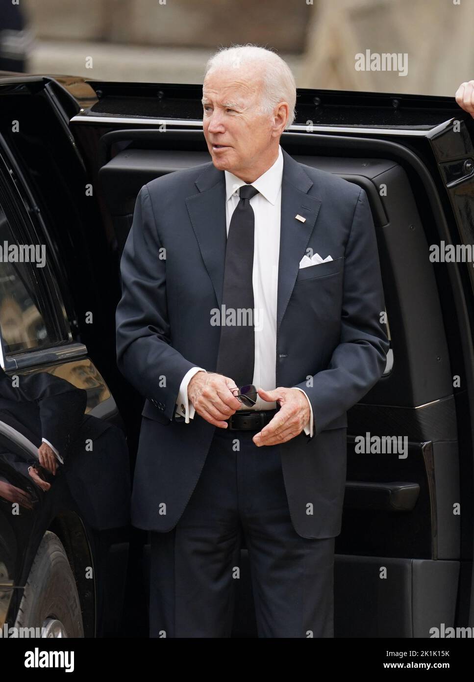US President Joe Biden arrives for the State Funeral of Queen Elizabeth ...