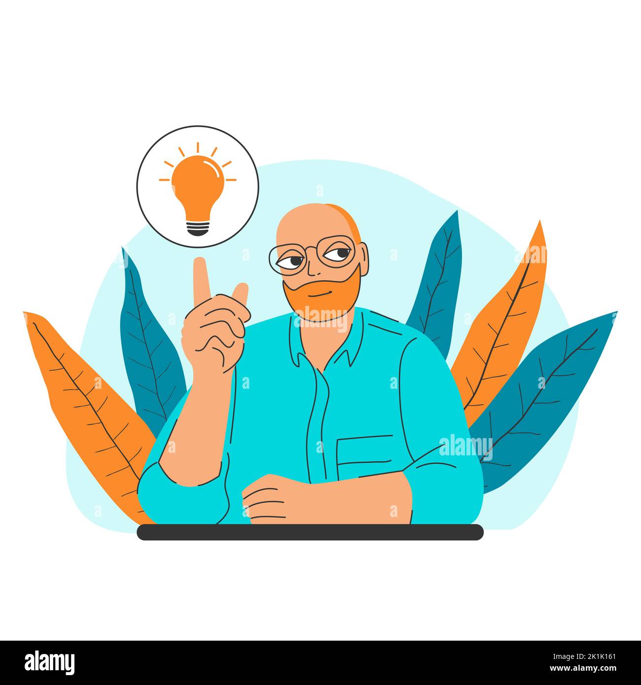 Innovation, creative solution plan strategy business idea or insight concept. Smiling smart ...