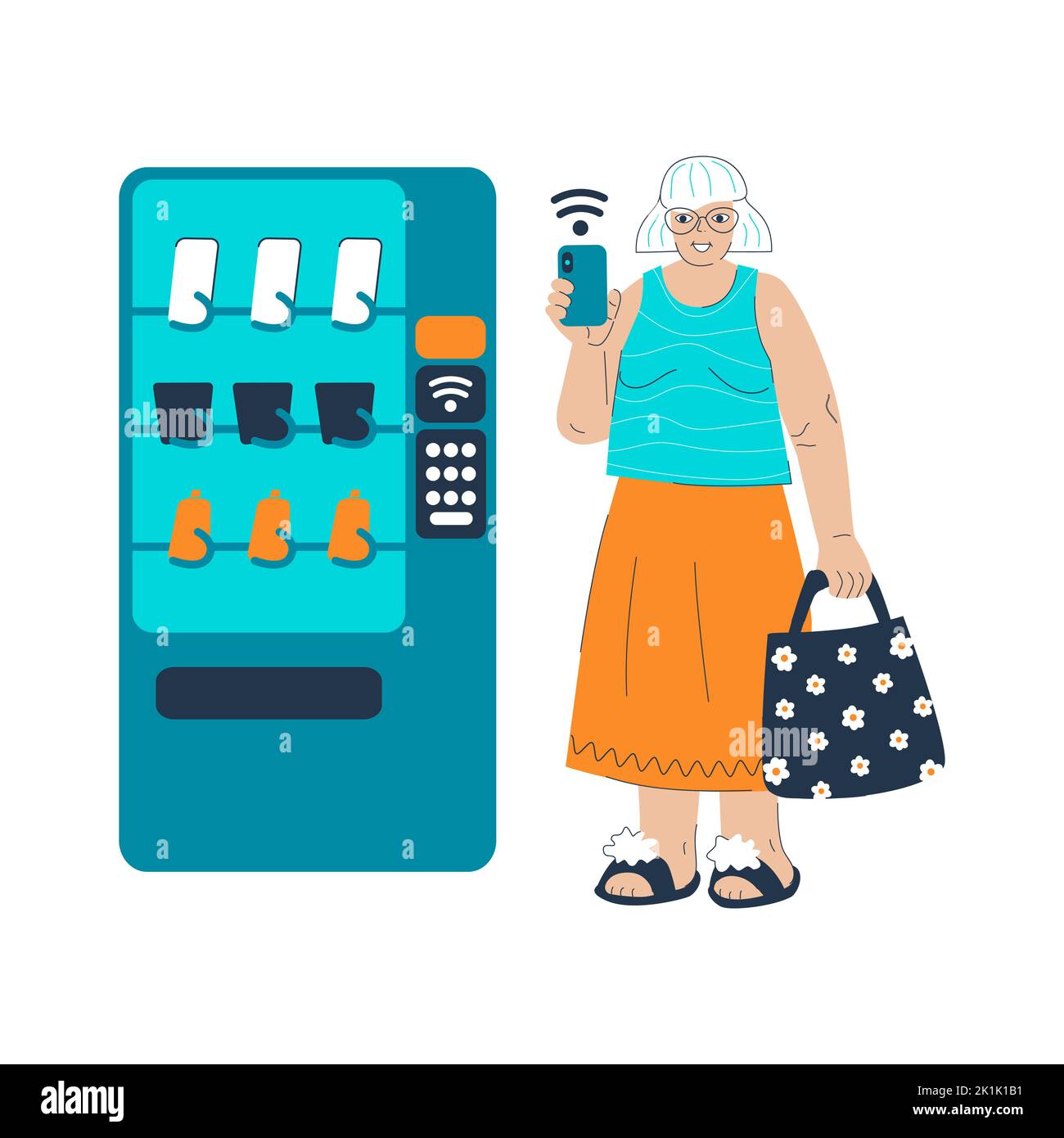 Granparents contactless payment using mobile phone. Senior grandma cardless smartphone ...