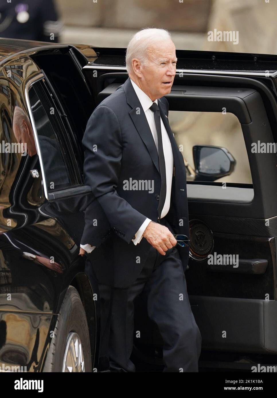 US President Joe Biden arrives for the State Funeral of Queen Elizabeth ...