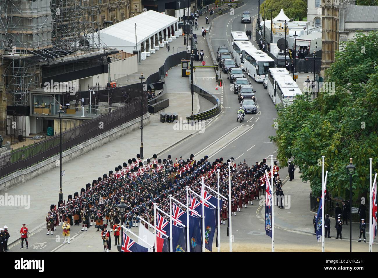 Vehicles in the motorcade of US President Joe Biden and First Lady Jill ...