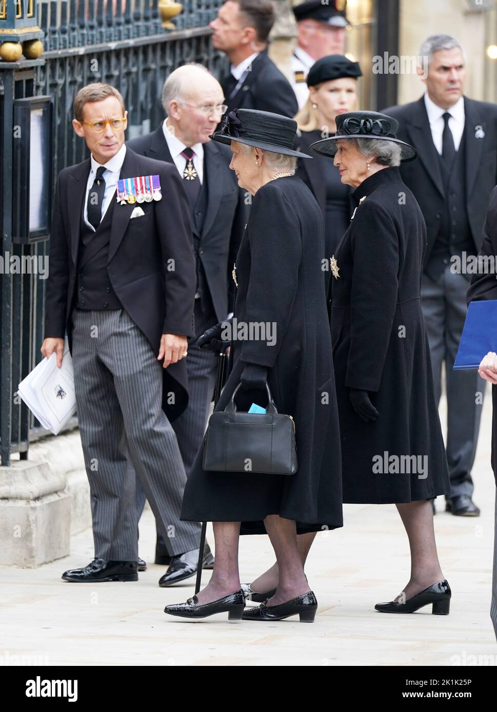 Lady Susan Hussey (right), the Queen's lady-in-waiting, arrives for during the State Funeral of ...