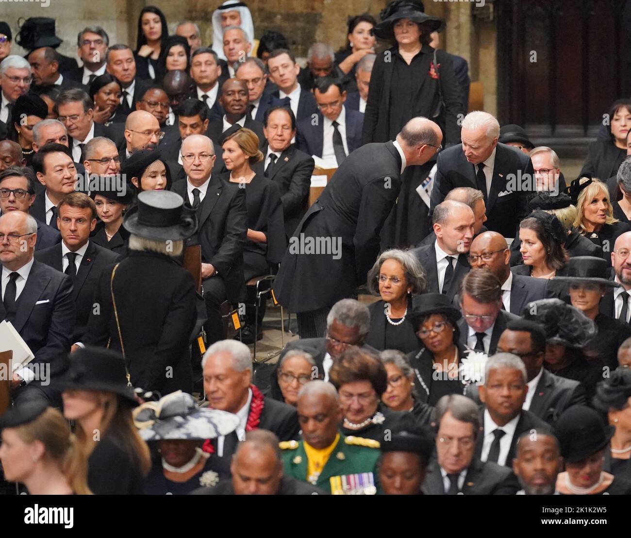 US President Joe Biden takes his seat with wife Jill Biden other heads ...