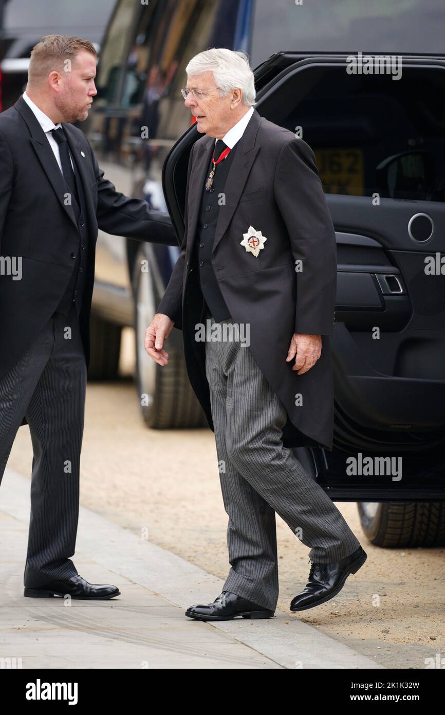 Former prime minister Sir John Major arriving at the State Funeral of ...