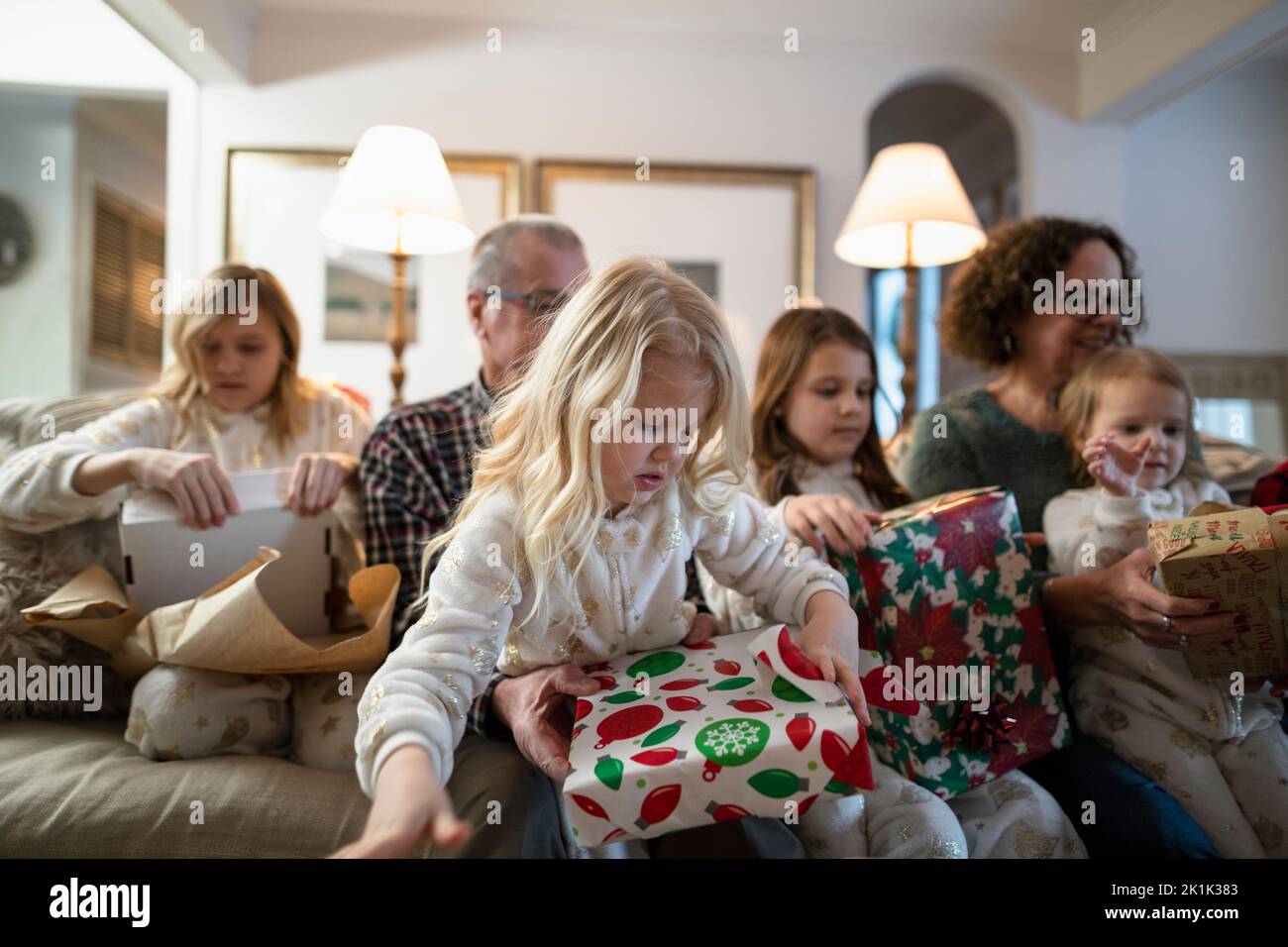 Large Family Opening Christmas Presents