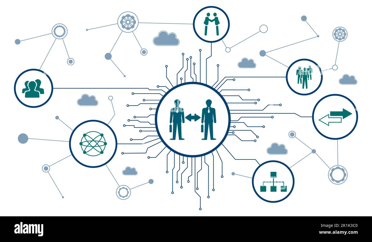 Concept of business transition with connected icons Stock Photo - Alamy