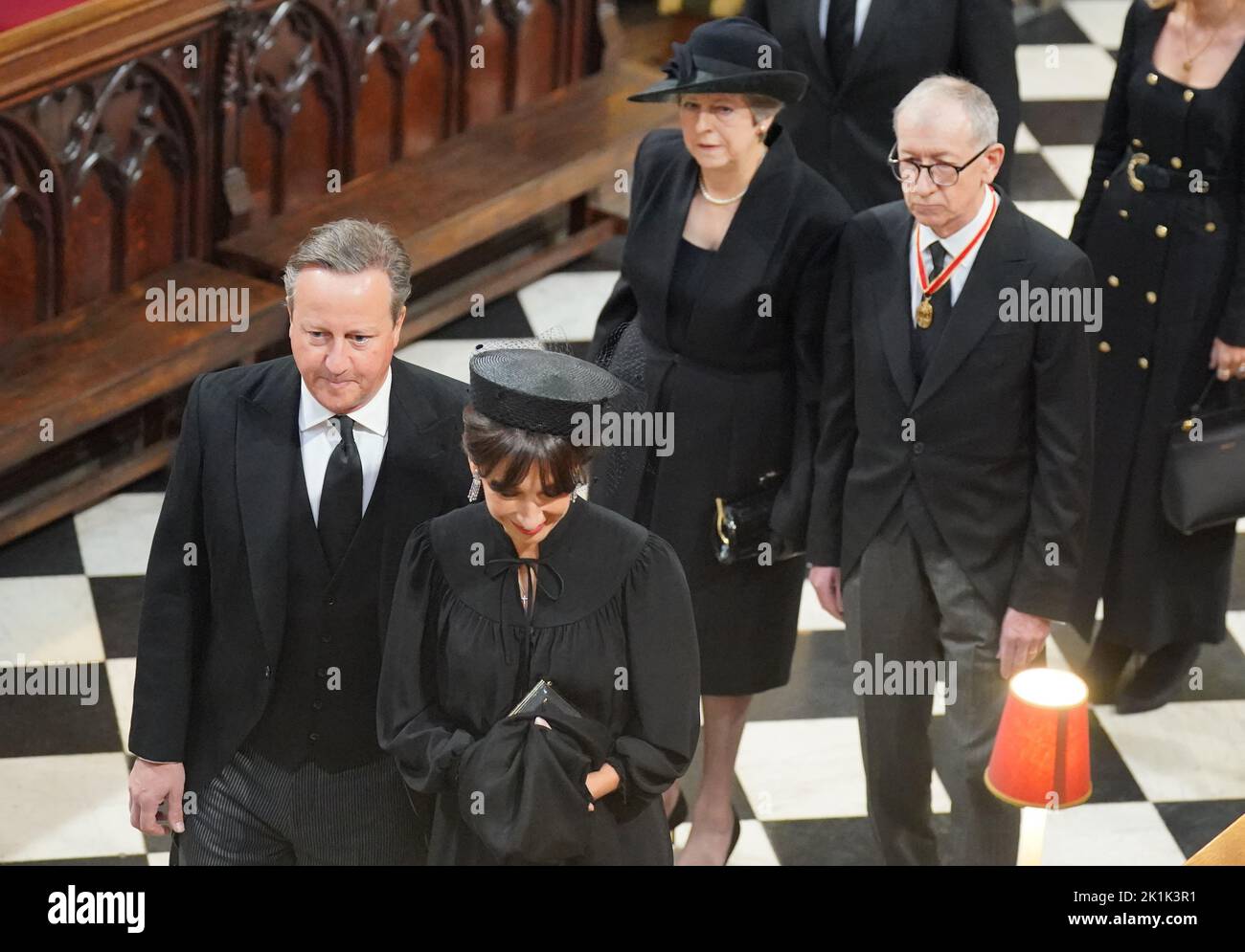 (left to right, from front) Former prime ministers David Cameron and ...