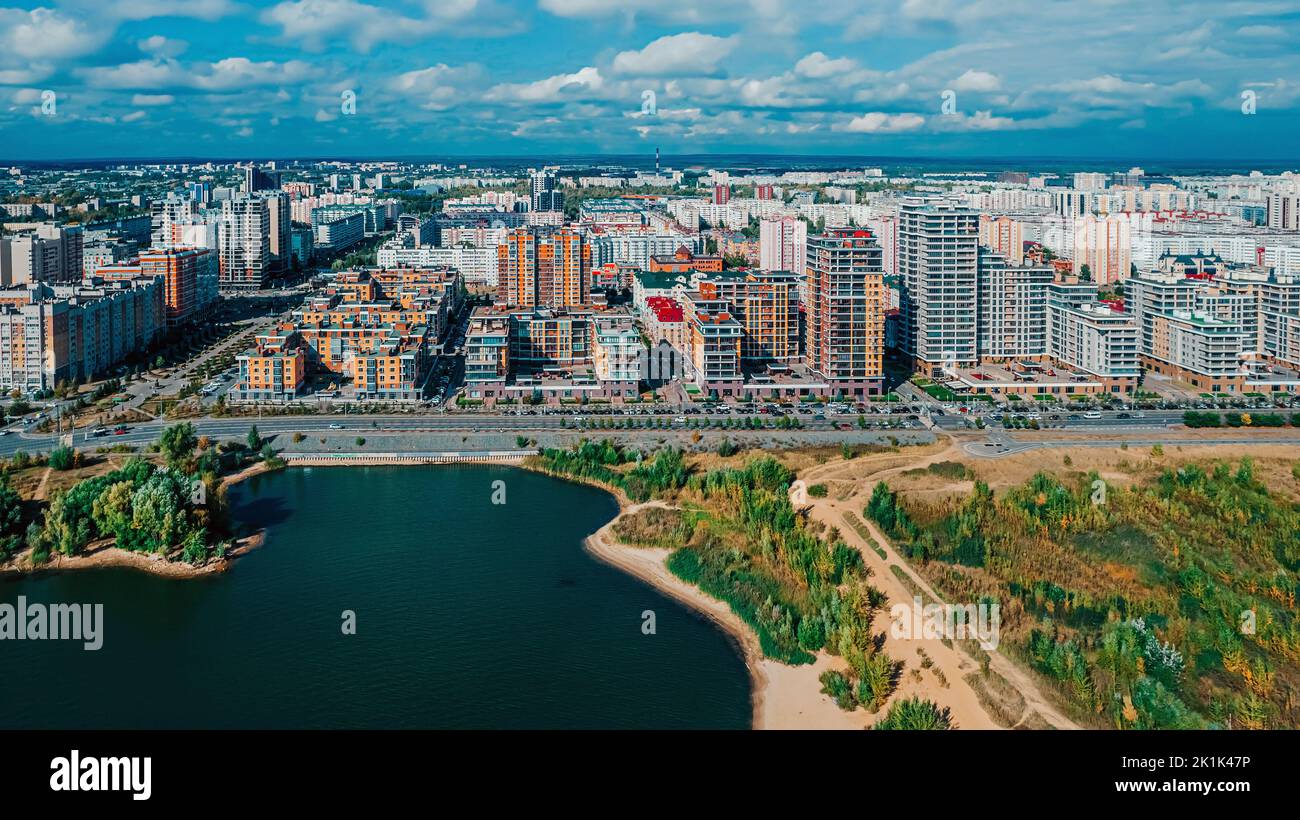 Kazan City Skyline. Modern residential areas with offices and stores ...