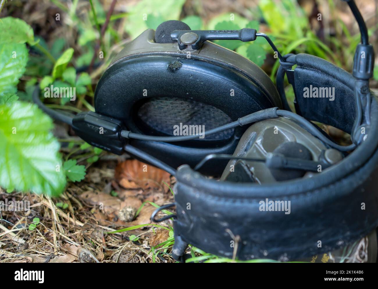 army headset and microphone with comms cable attached Stock Photo - Alamy