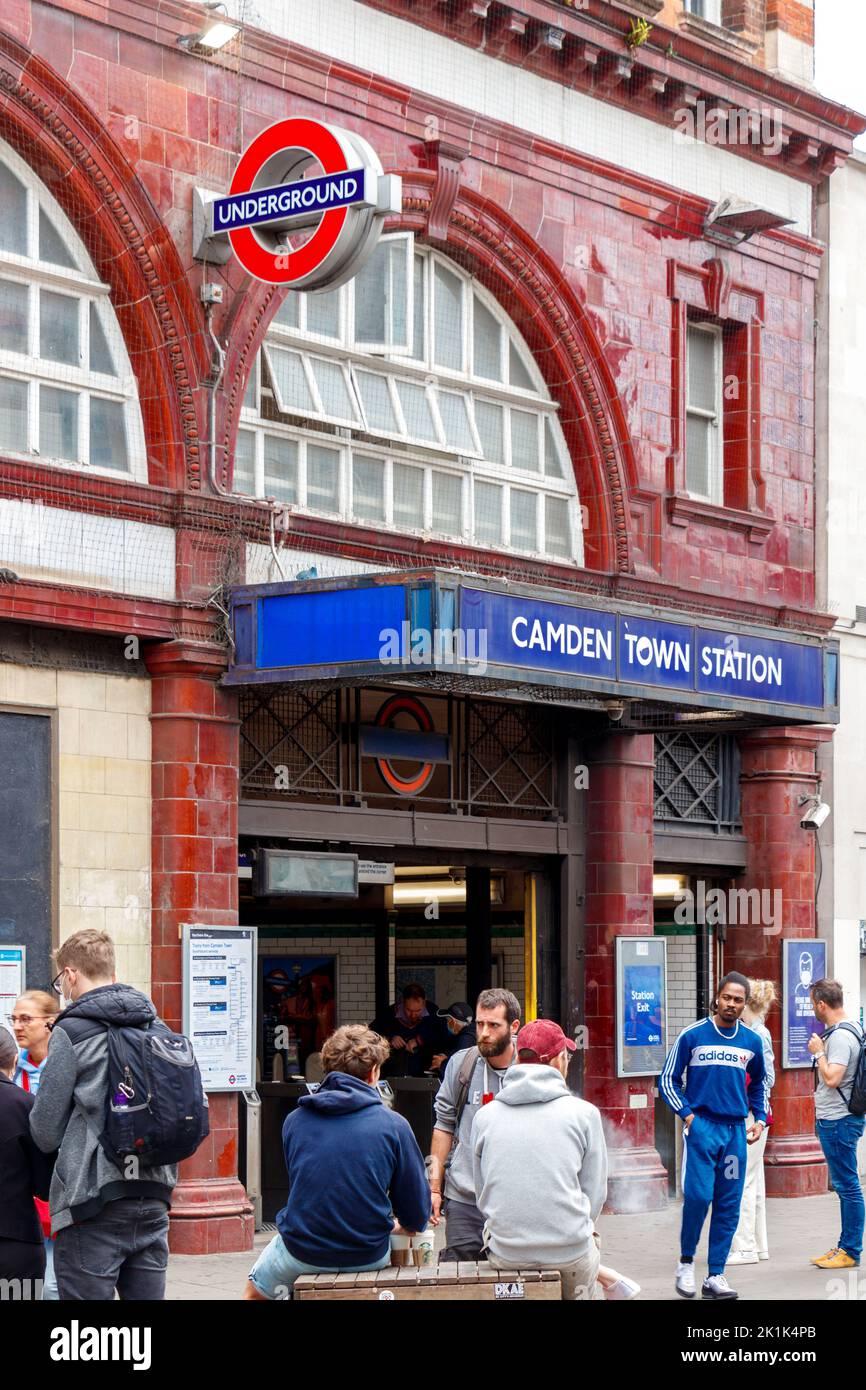 camden town tube underground station london transport roundel sign in ...