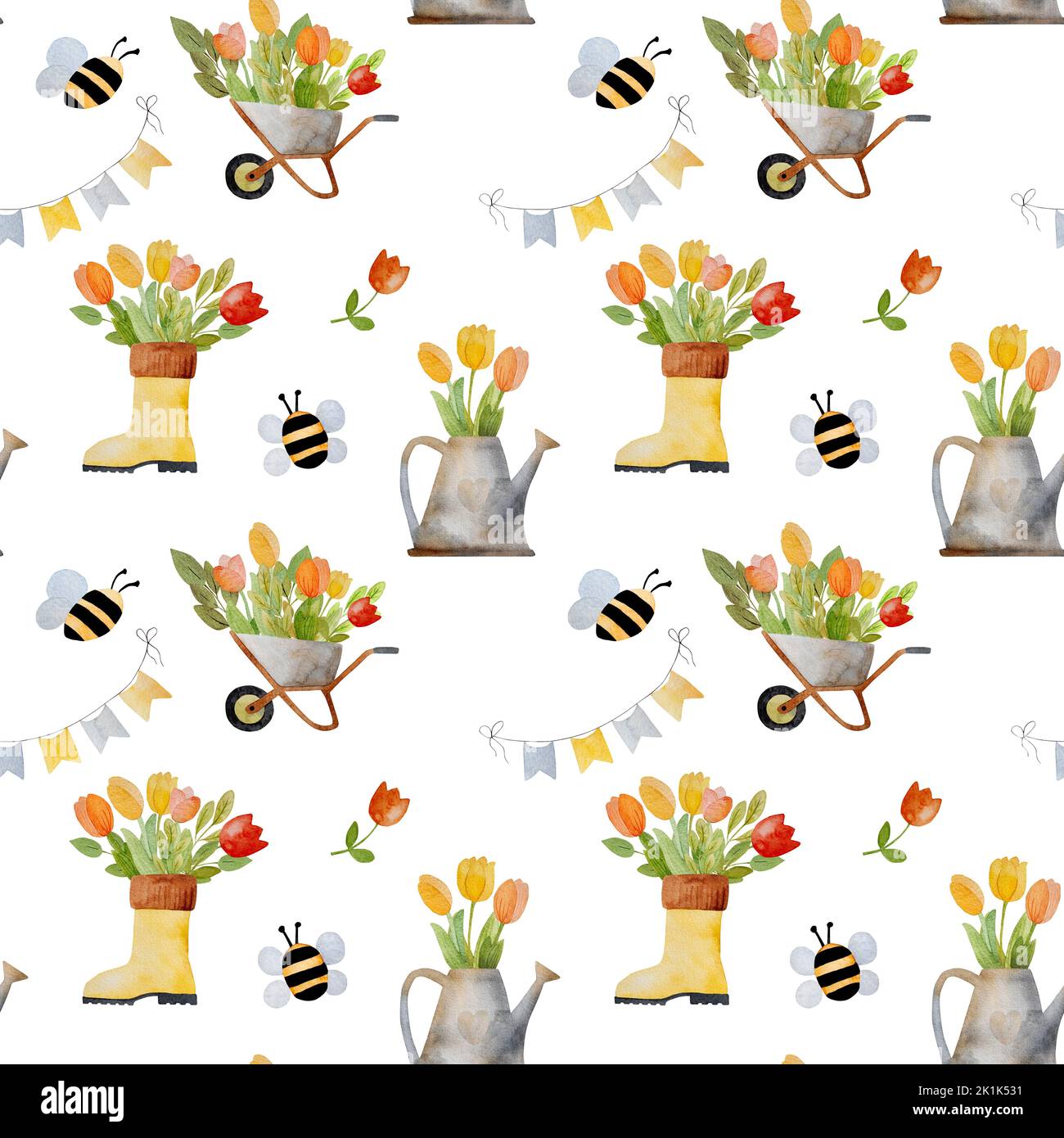 Spring garden paintings Stock Photo - Alamy