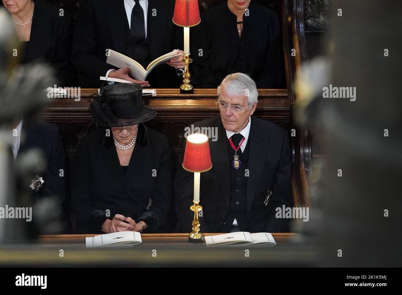 Lady Norma Major and Sir John Major, attending the State Funeral of Queen Elizabeth II, held at ...