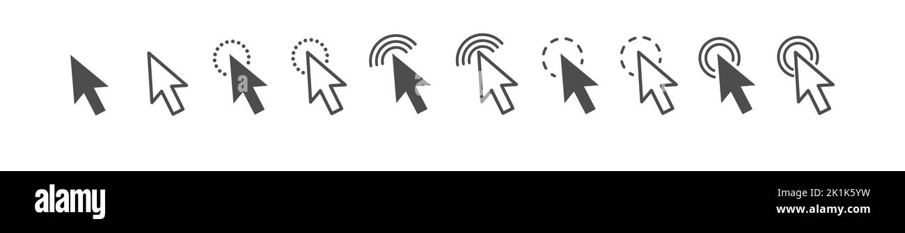 Click Symbol Click A Computer Mouse With An Arrow A Set Of Computer Cursor Control Icons